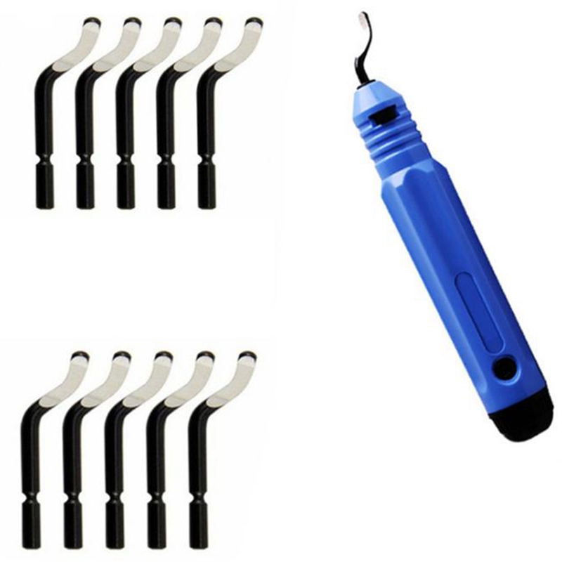 Nb1100 Plastic Burr Handle with 10Pc Bs1010 s Hand Deburring Tool Wood ...