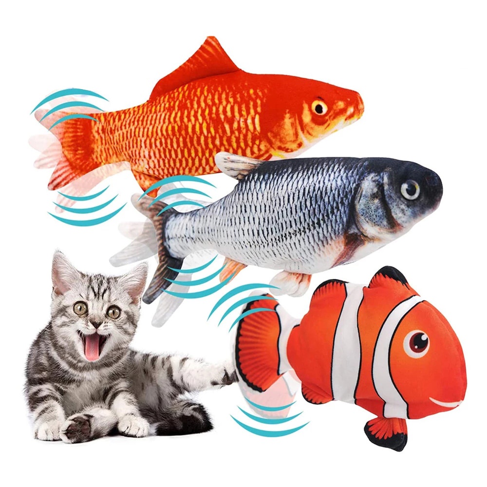 【Xiaofeng】[NORMA Electric Fish Moving Cat Kicker Fish Toy Realistic ...