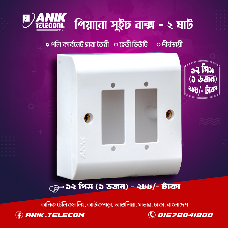 2 Hole Piano Switch Box, Piano Hole Box, Piano Ghat Boks | Daraz.com.bd