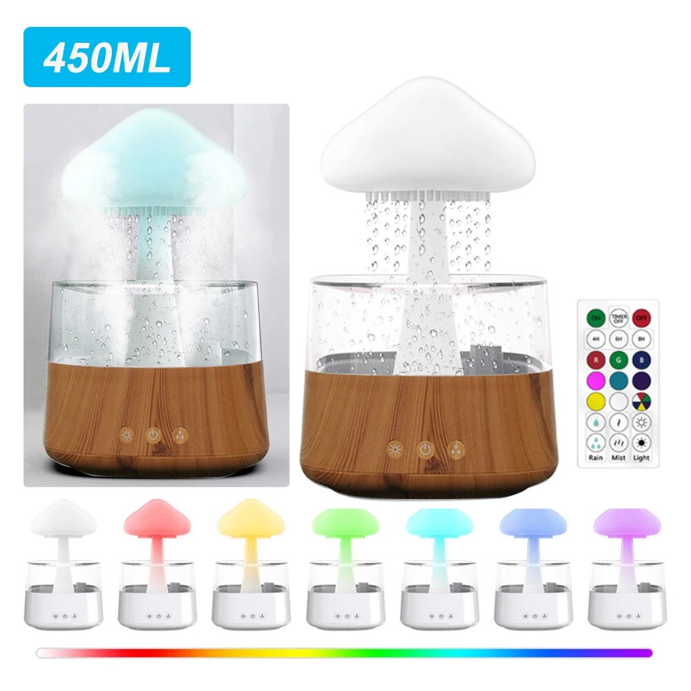 Mushroom Air Humidifier Home Bedroom Aromatherapy Lamp Calming Water ...