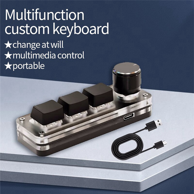 【FUPANG】Macropad Macro Mechanical Keyboard RGB Gaming Custom Programming 3 Keys for Photoshop ...