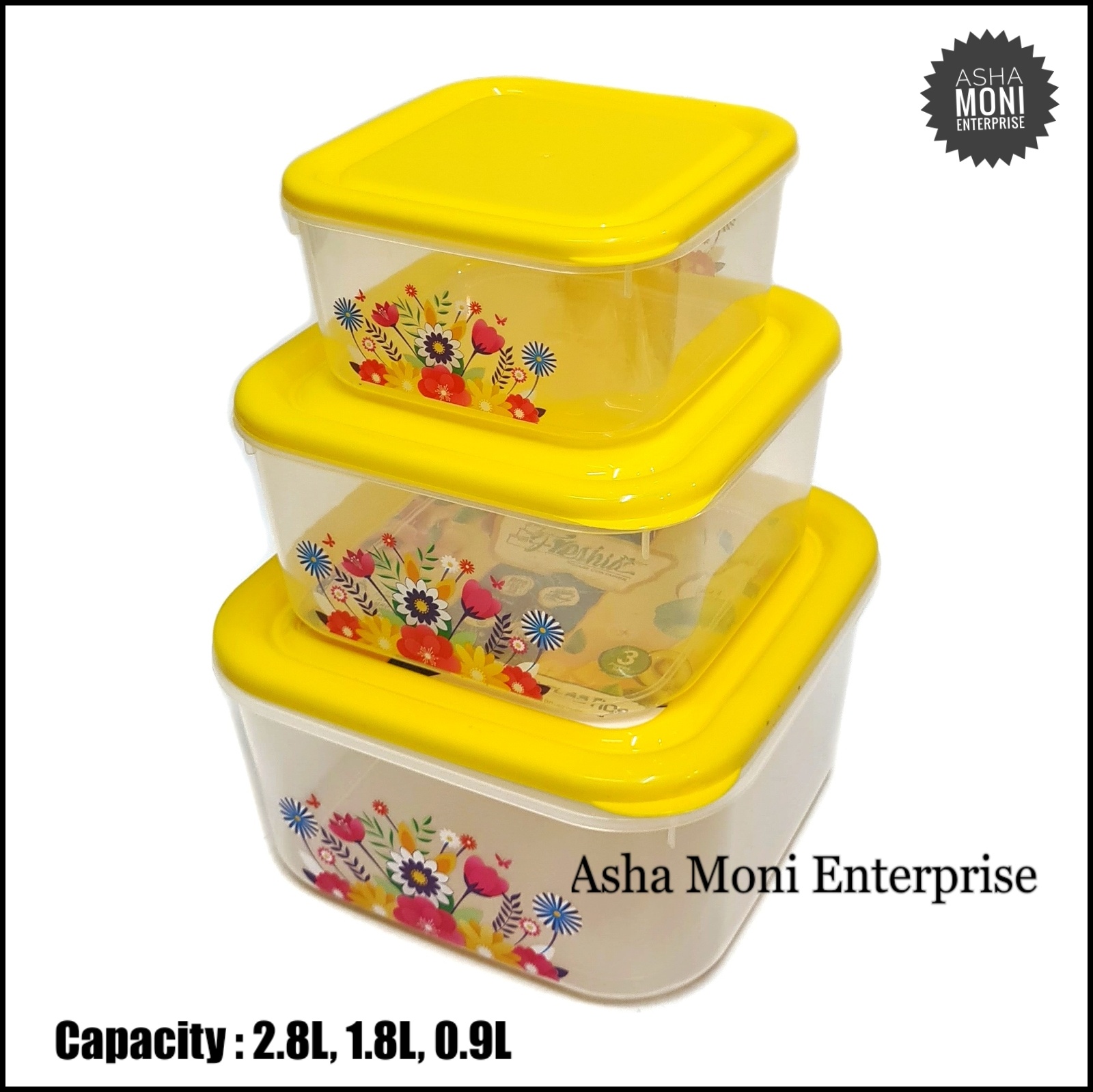 Akij Plastic High Quality Food Storage Box Container With Lid - 3 Pcs ...