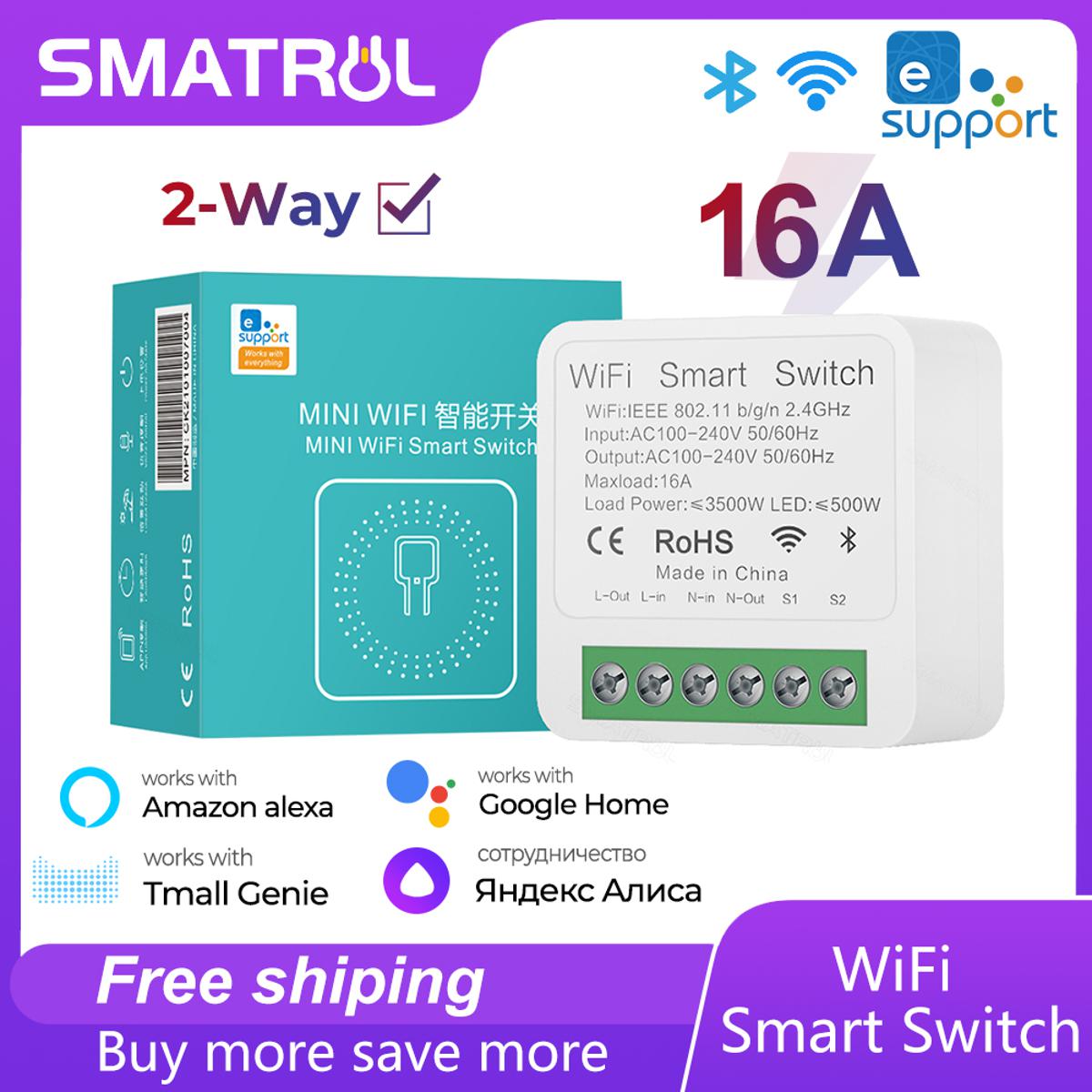 SMATRUL - EWeLink Mini Wifi Smart Switch Light - 16A 2 Way Module On ...