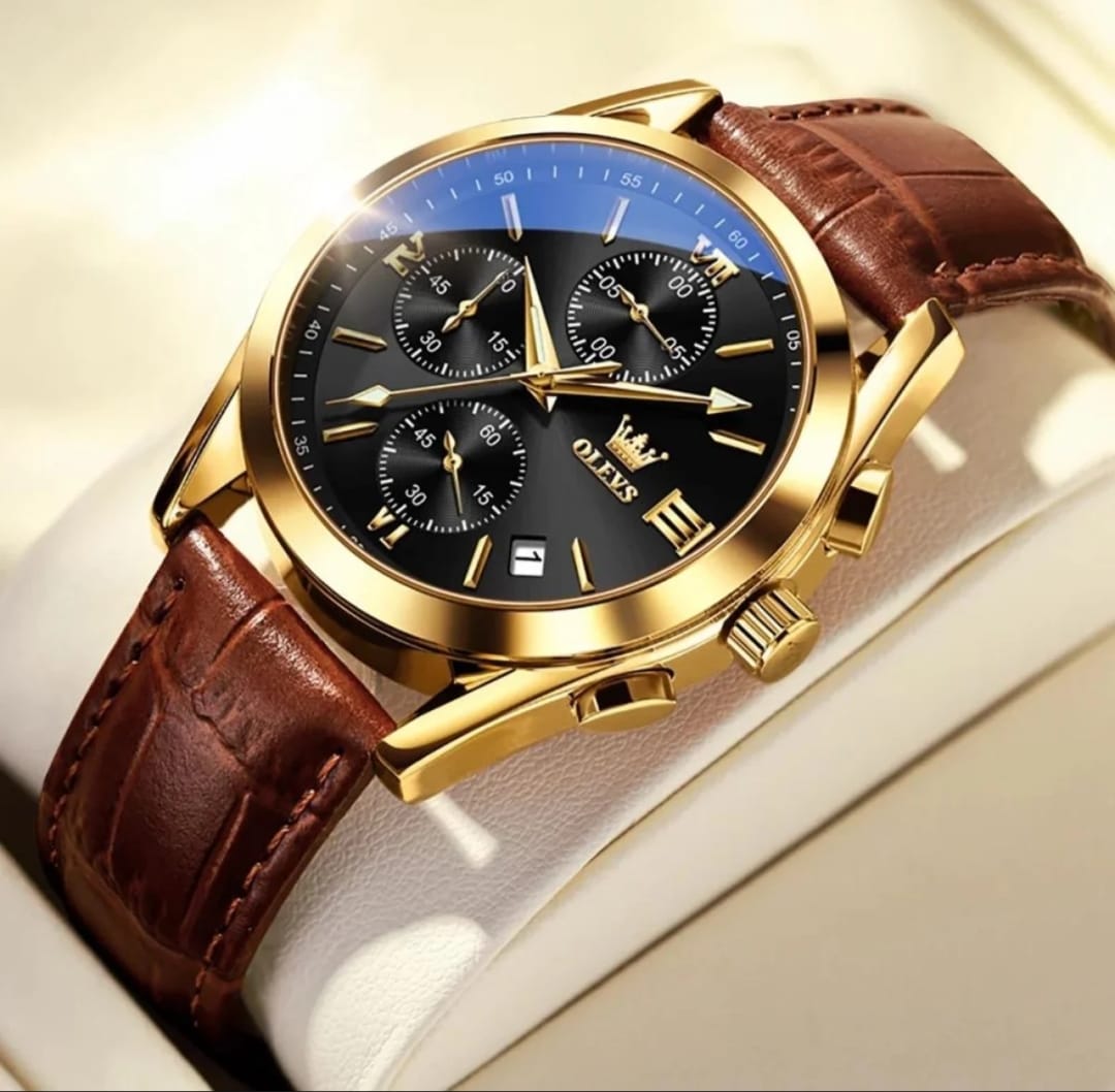 OLEVS High Quality Leather olives Hand watch for men