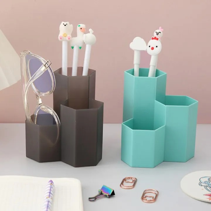 Hexagonal Make-Up Brush Storage Cosmetic Box Holder Office Table ...
