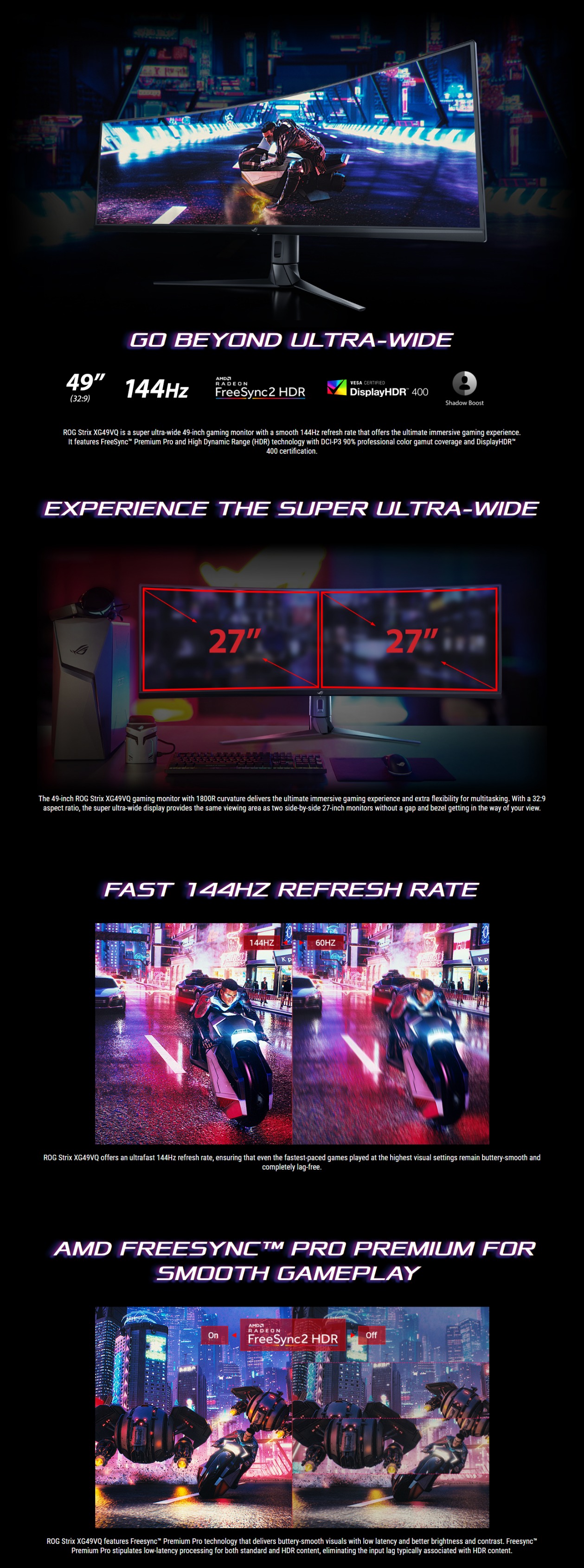 ASUS ROG Strix XG49VQ Super Ultra-Wide HDR Gaming Monitor - 49-inch 32: ...