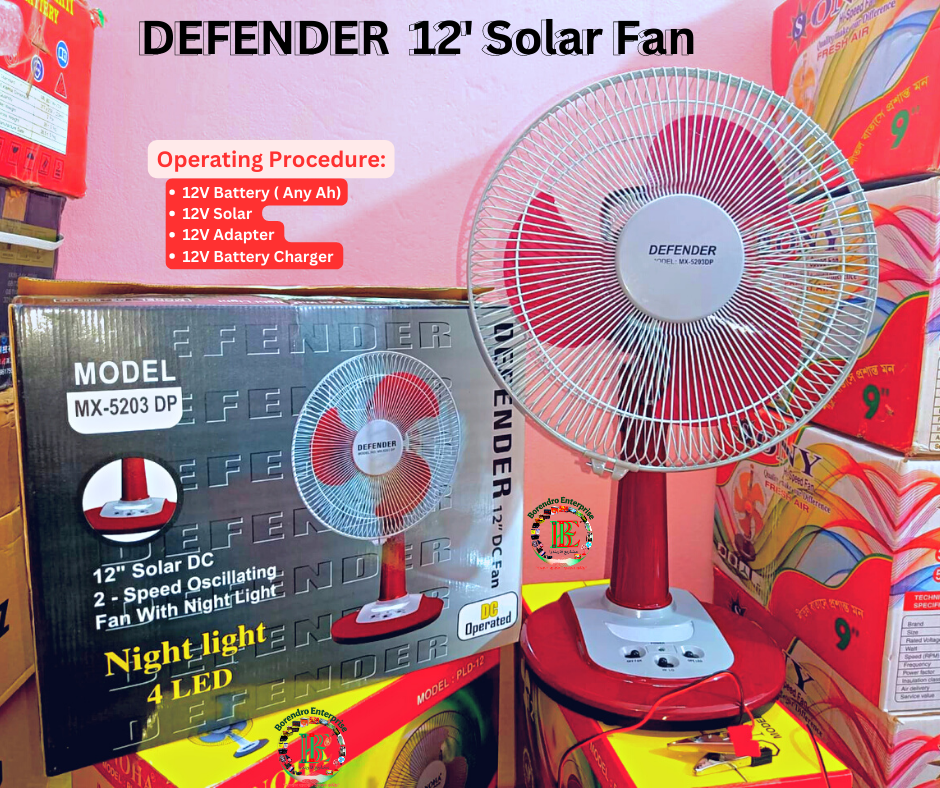 DEFENDER 12' Table Solar Fan / 12 Inch Solar Fan / 12v Dc Solar Fan 12 ...