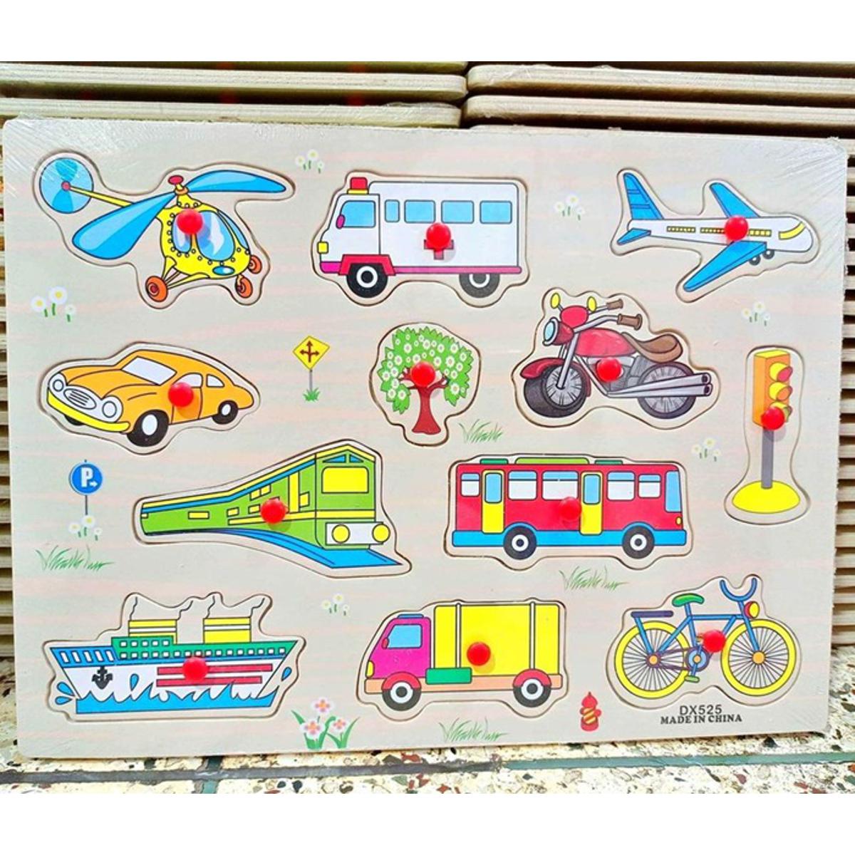 Baby Car Wood Puzzle Board Multi-Color | Daraz.com.bd