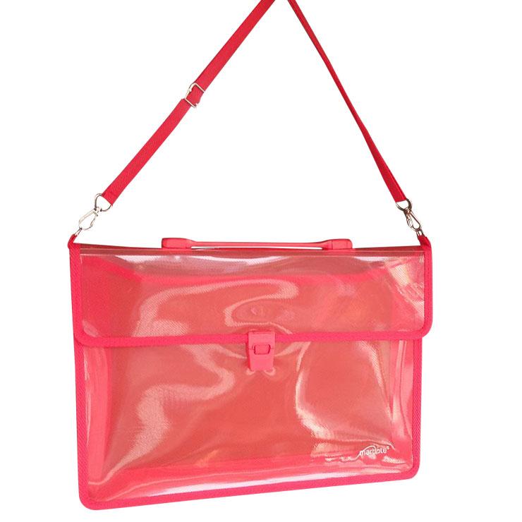 2-Pocket Transparent Expanding File Handle Briefcase Red color | Daraz ...