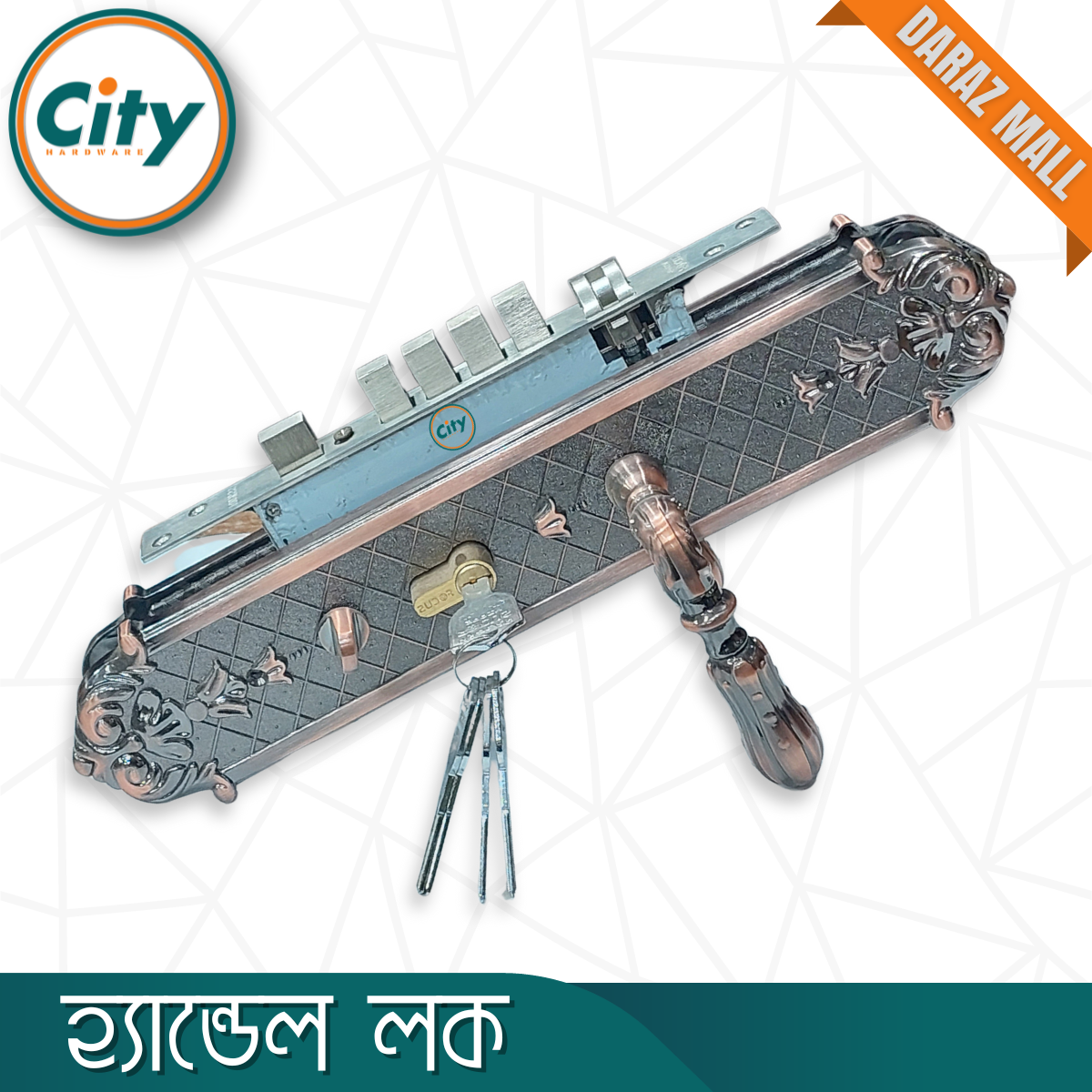 High Security Big Size Handle Lock With Extra Knob For Main Door Lock ...