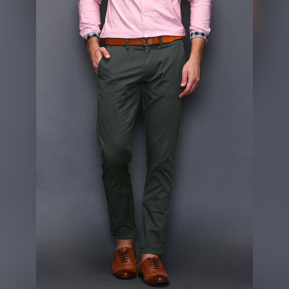 Exclusive And Latest Designs Olive Slim Fit Twill Gabardine Pant For ...