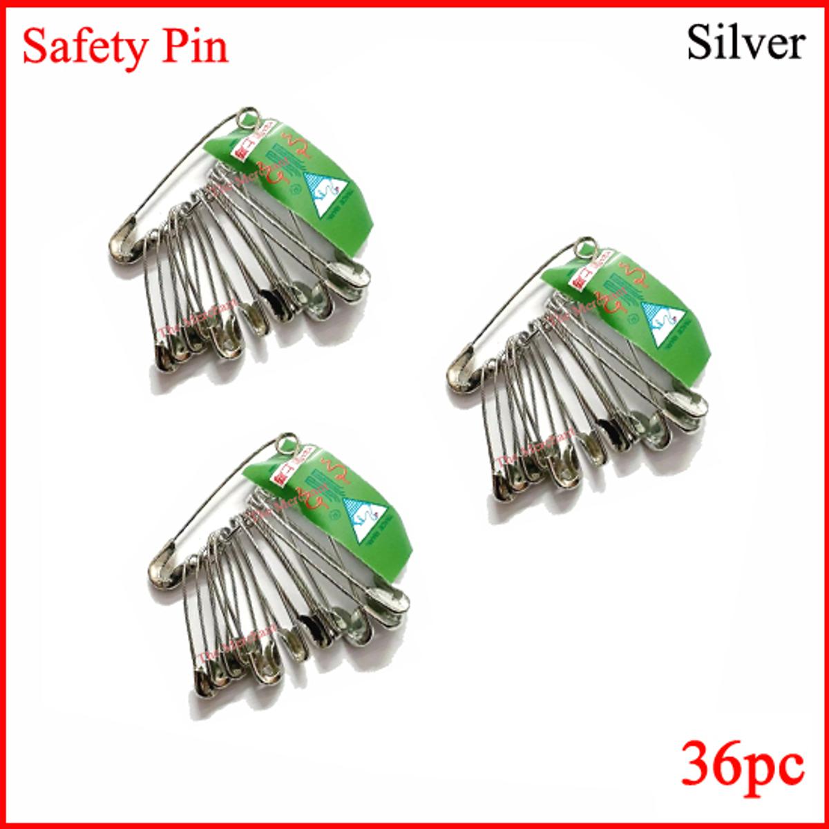 Safety Pin (Silver) - 36 Pieces or 12 Pairs or 3 Dozens | Daraz.com.bd