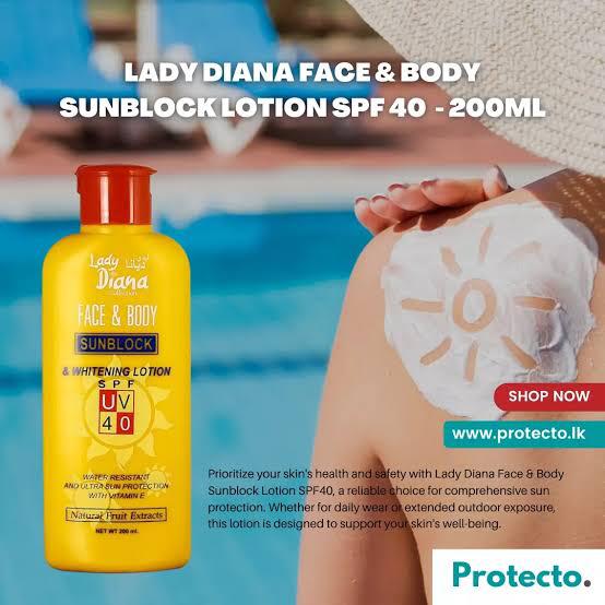 Lady Diana Sunblock SPF UV 40 Face & Body Lotion 200ml | Made in UAE ...