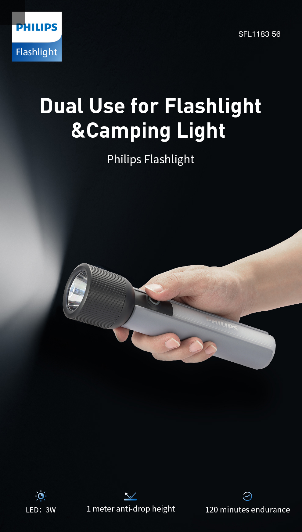 Philips ABS Multi-Functional Rechargeable Flashlight Portable Light ...