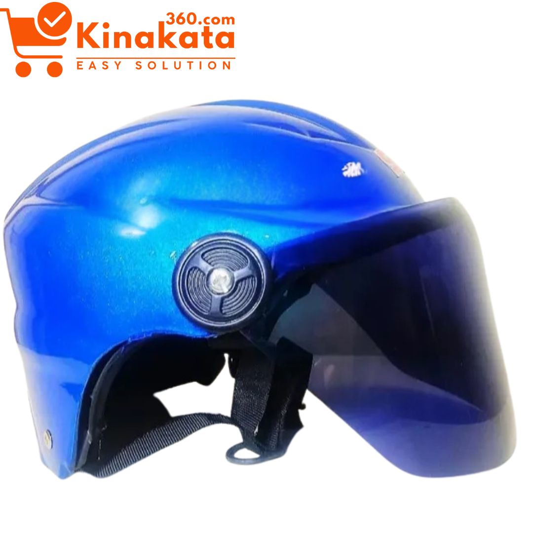 Blue Color Half Face Helmet – SFM Cap Helmet with Glass for Men & Women ...