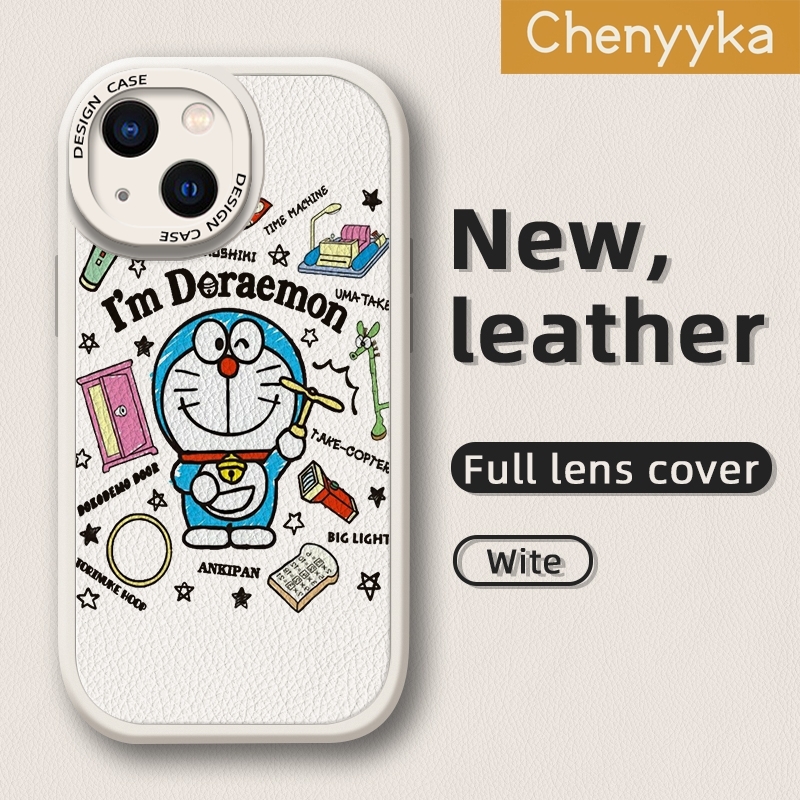 Chenyyka For iPhone 13 Case Fashion Cartoon Doraemon Thin Leather Soft ...