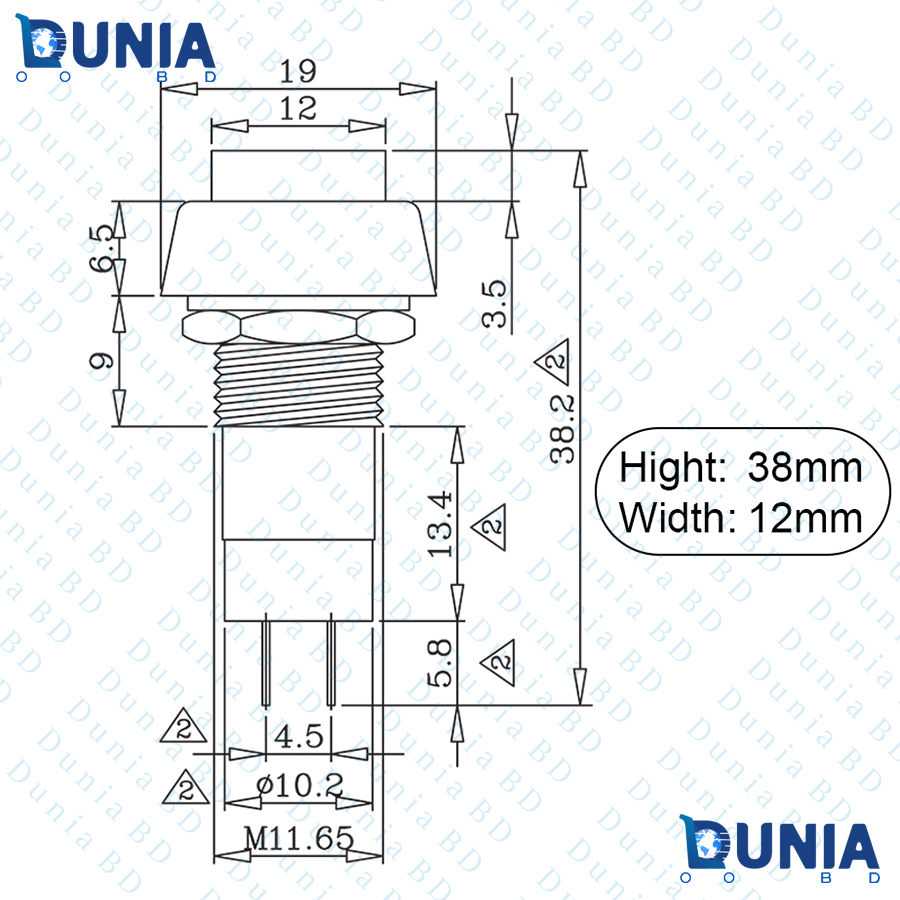 Small Round Push button (Momentary Switch) On-Off 12mm Dunia BD | Daraz.com.bd