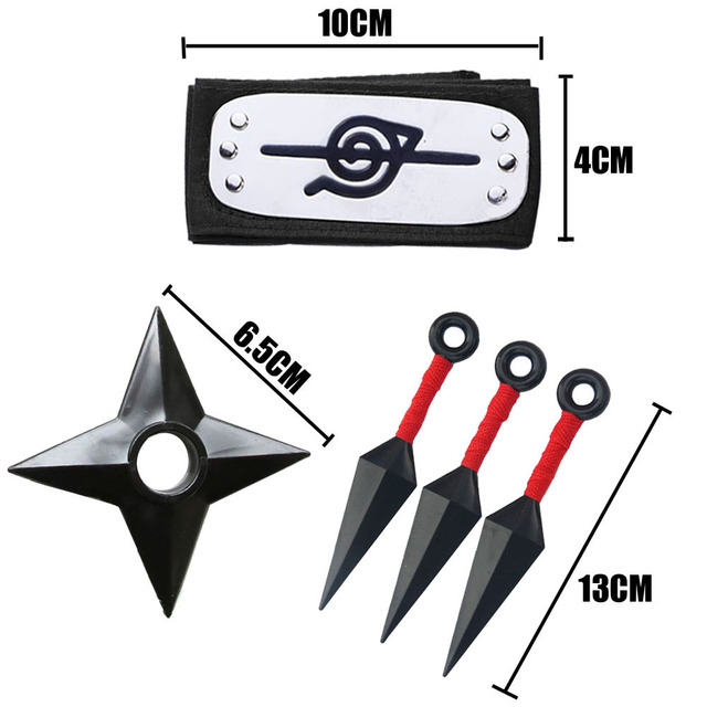 Anime Naruto Cosplay Accessories Set Kunai Shuriken Headband Ring ...