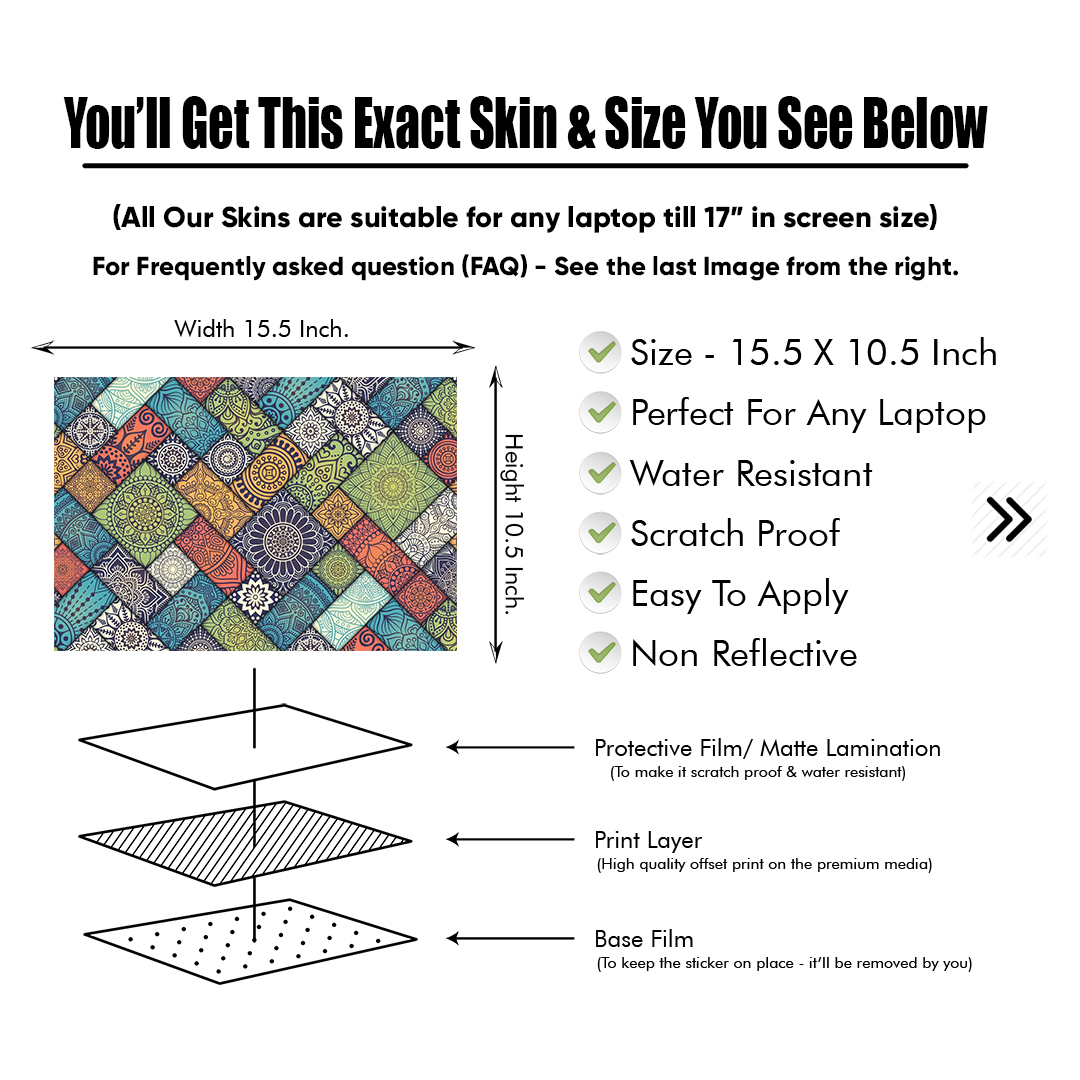 Alpona Laptop Skin & Laptop Sticker Waterproof Removable Sticker For ...