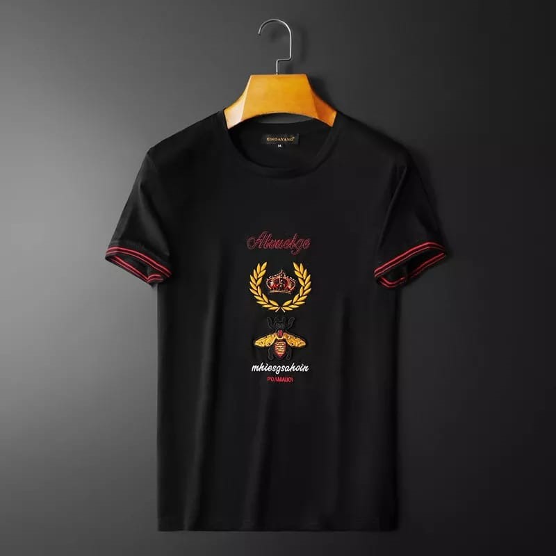 Black Cotton Short Sleeve T Shirts For Men Half Sleeve Round Neck T Shirt For Men Bd