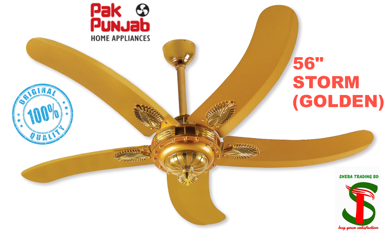Pak Punjab 56" Ceiling Fan - STORM (GOLDEN) 5 Blades - Made in Pakistan ...