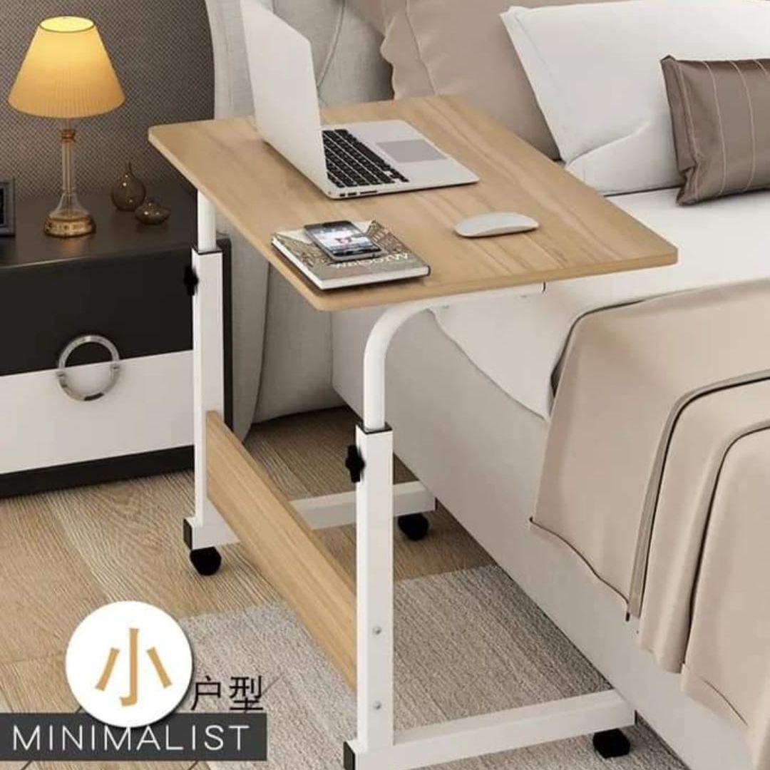 Height Adjustable Laptop Desk Table Metal Frame And Mdf Desktop Home ...