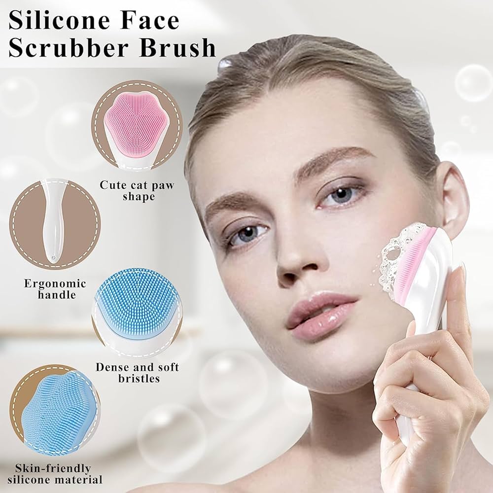 Silicone Manual Facial Deep Cleansing Brush - Cat Paw Face Scrubber for ...