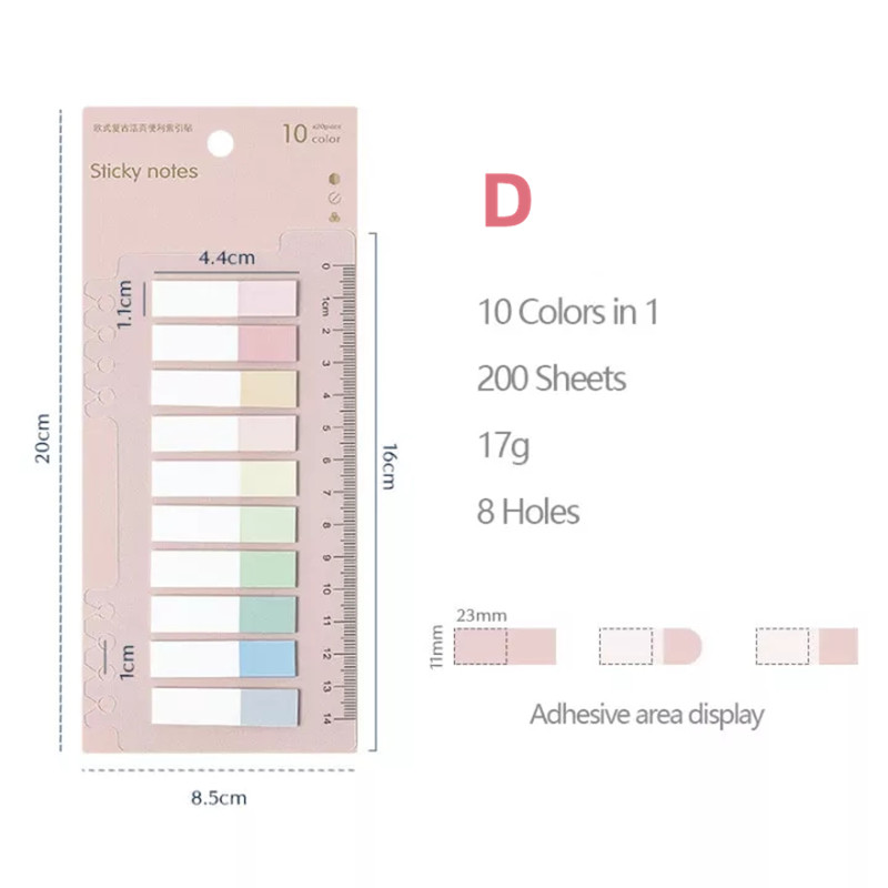 RHS Online 200 Sheets 10 Colors Morandi Combination PET Sticky Notes ...