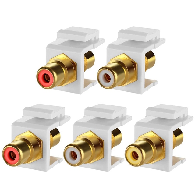 5-Pack Rca Keystone Jack Connector Socket Female Snap In Adapter Port ...