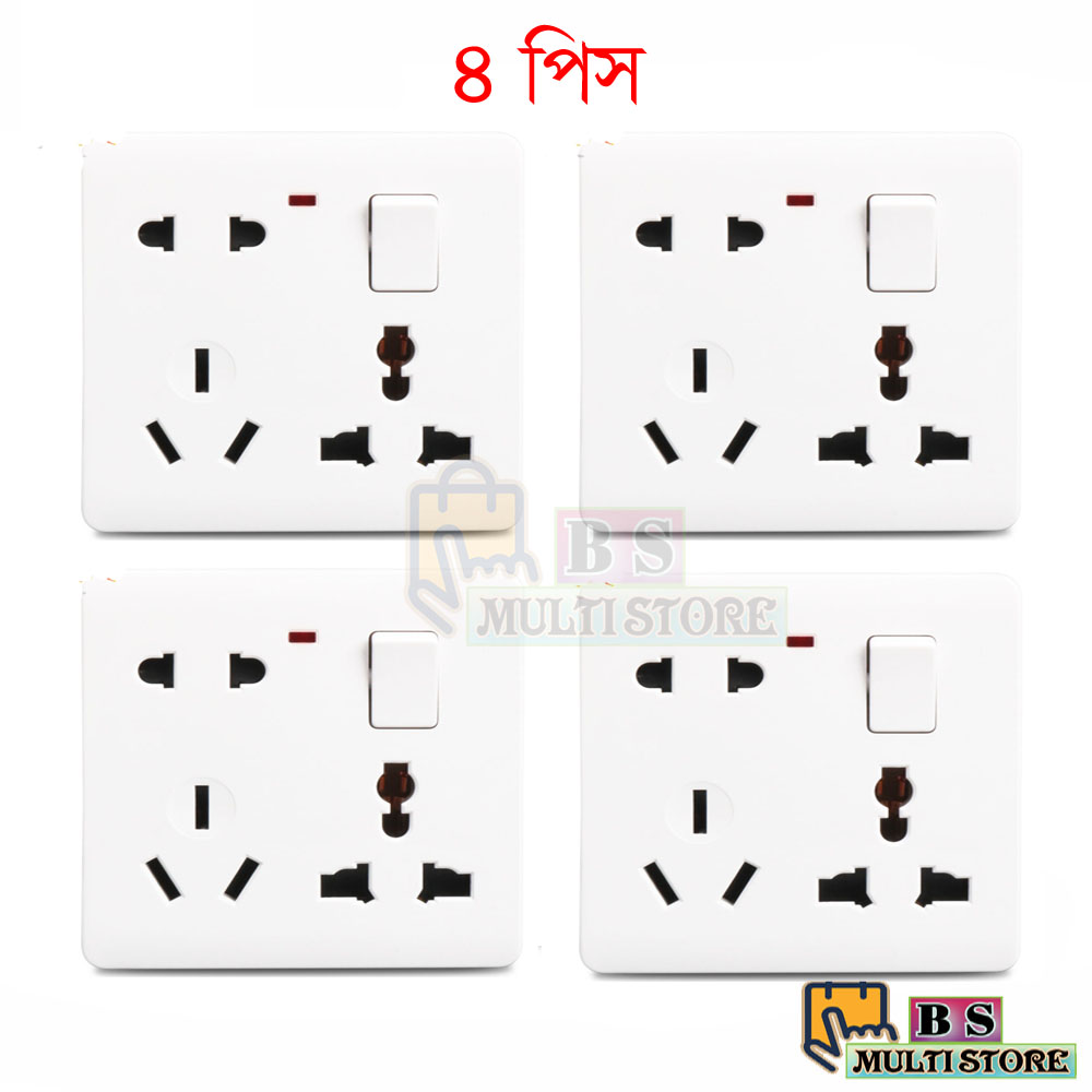 6 Pin Multi Gang Socket with Indicator 3 pin & 2 Pin Multi Function ...
