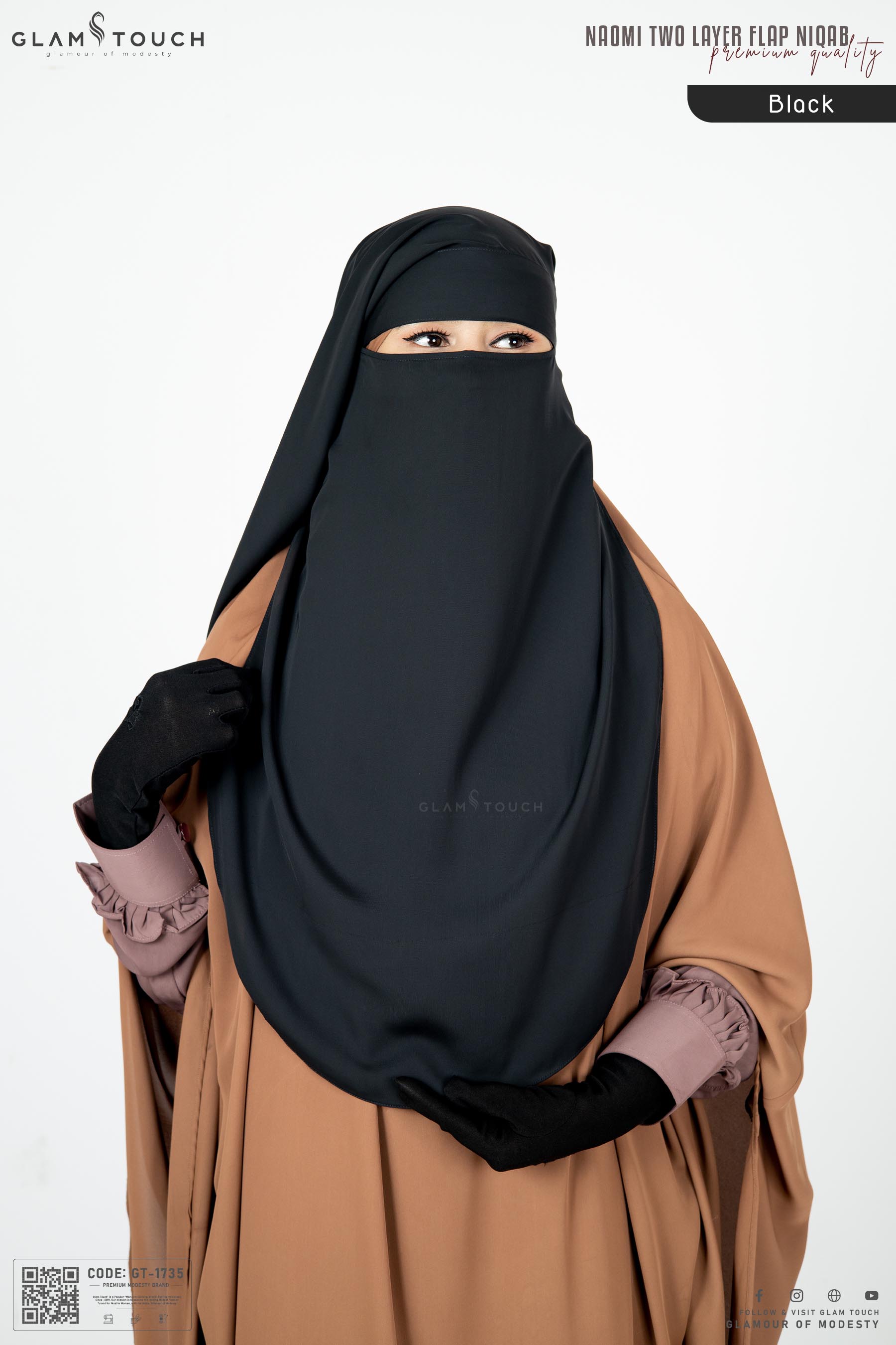 Glam Touch Premium NAOMI TWO LAYER FLAP NIQAB | Daraz.com.bd