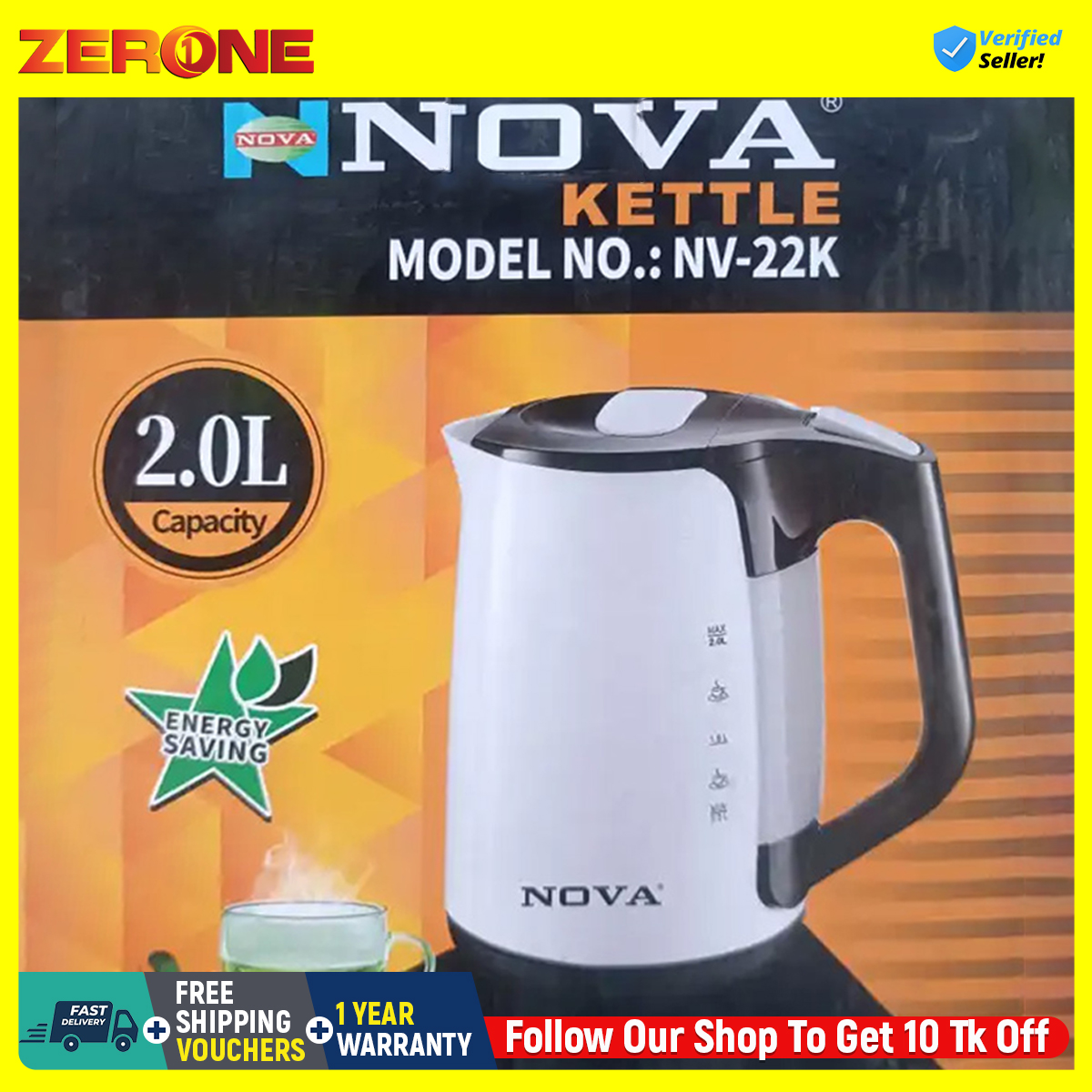Nova Electric Kettle Nv-22k 2.0L | Daraz.com.bd