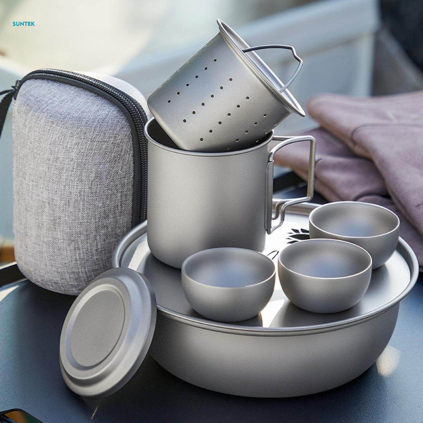 Titanium Cup Lightweight Round Tea Cup with Foldable Handle Titanium ...