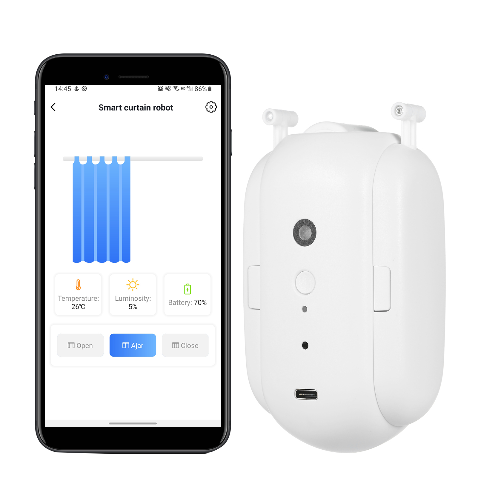 KOGEEK BT Automatic Curtain Opener Closer Robot Wireless Smart Curtain ...