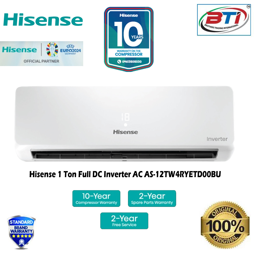 Hisense 1 Ton Full DC Inverter AC Model- AS-12TW4RYETD00BU | Daraz.com.bd