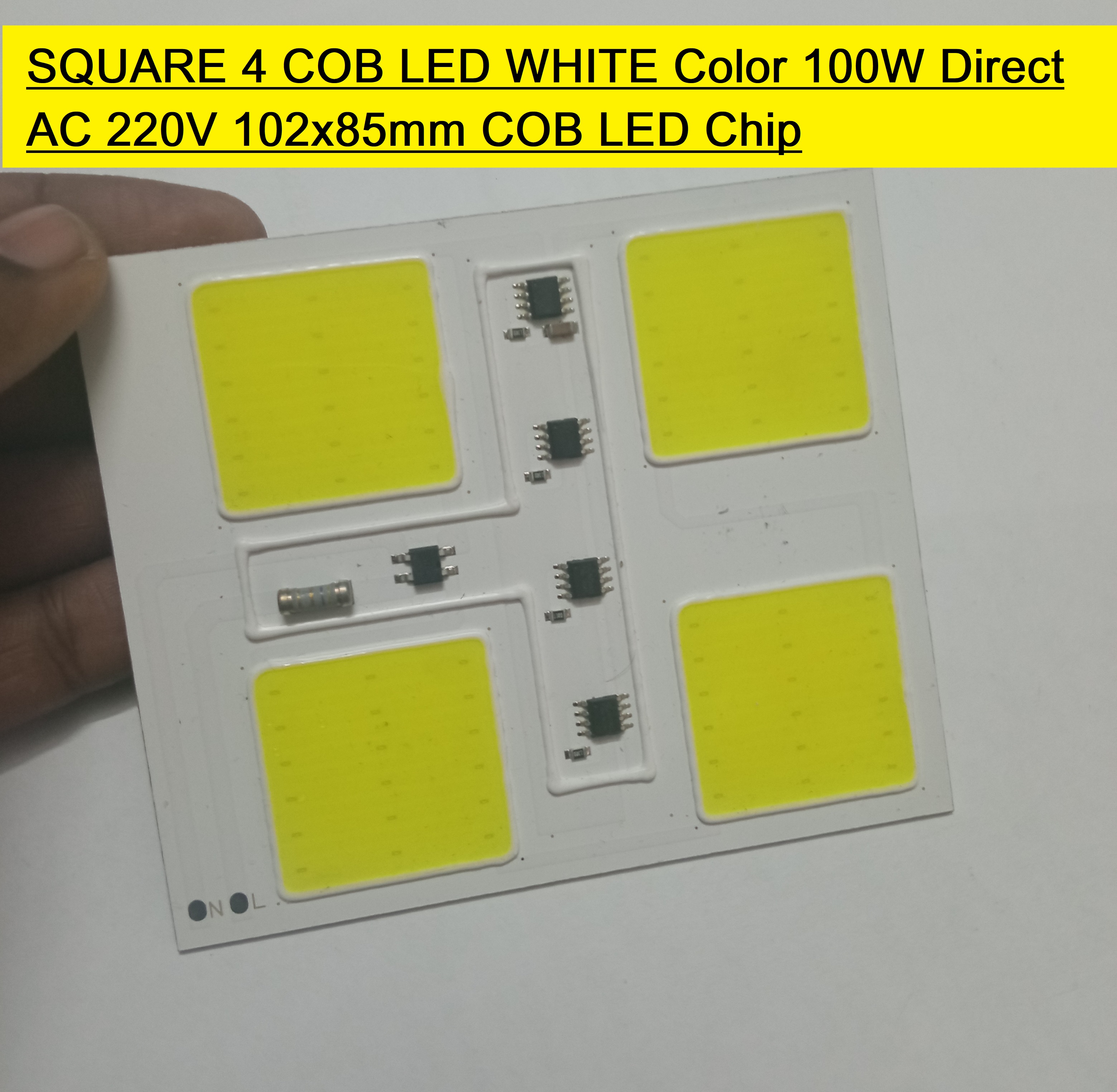 SQUARE 4 COB LED WHITE Color 100W Supper Bright White 100W Direct AC ...