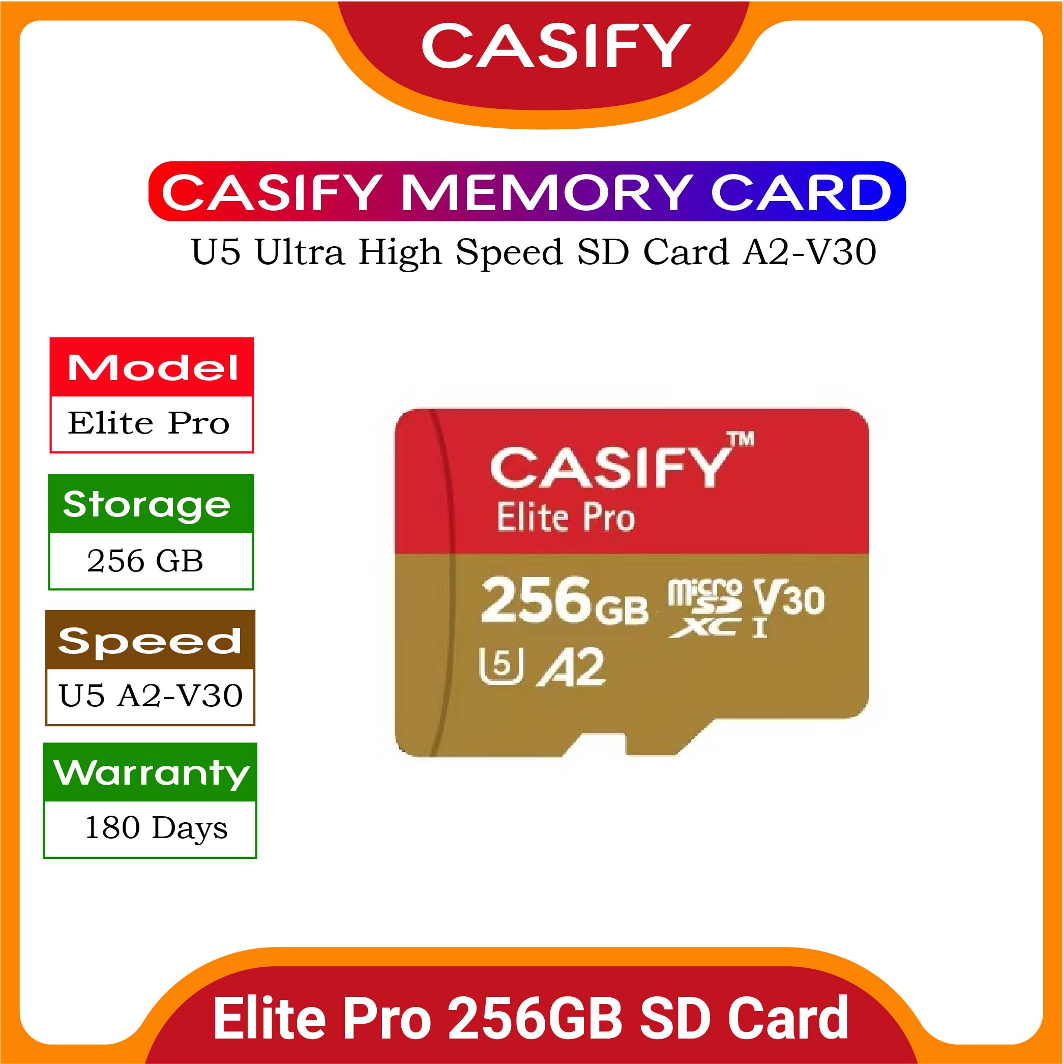 CASIFY Elite Pro 128GB SD Card U5 Ultra High Speed Memory Card 128GB Micro SD Cards U5 A2 V30 ...