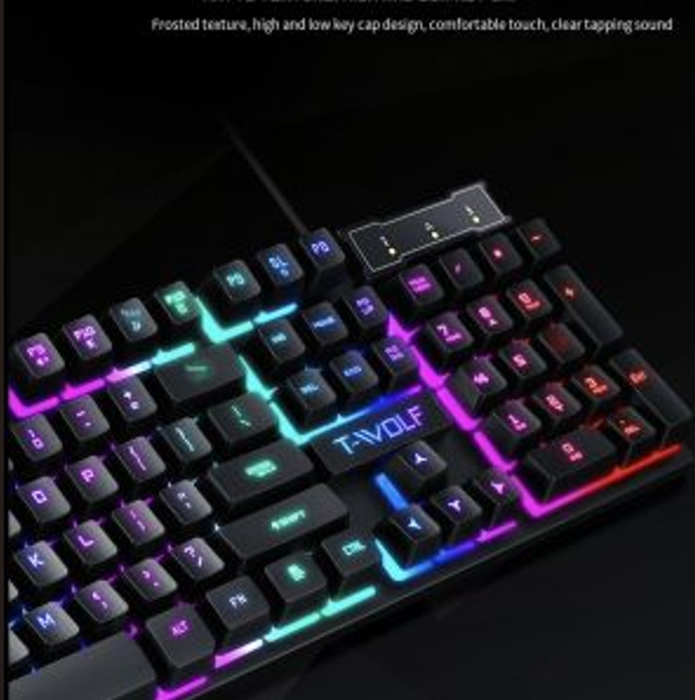 T-WOLF T20 Wired RGB Gaming Keyboard – Backlit Mechanical-Feel Keyboard ...