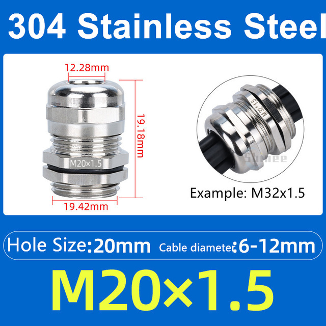 Waterproof Cable Gland Connector Ip68 304 Stainless Steel Inox Metric ...
