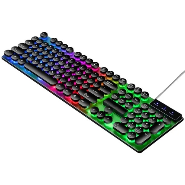 Typewriter Style Mechanical Gaming Keyboard Blue Switches,Rainbow LED ...