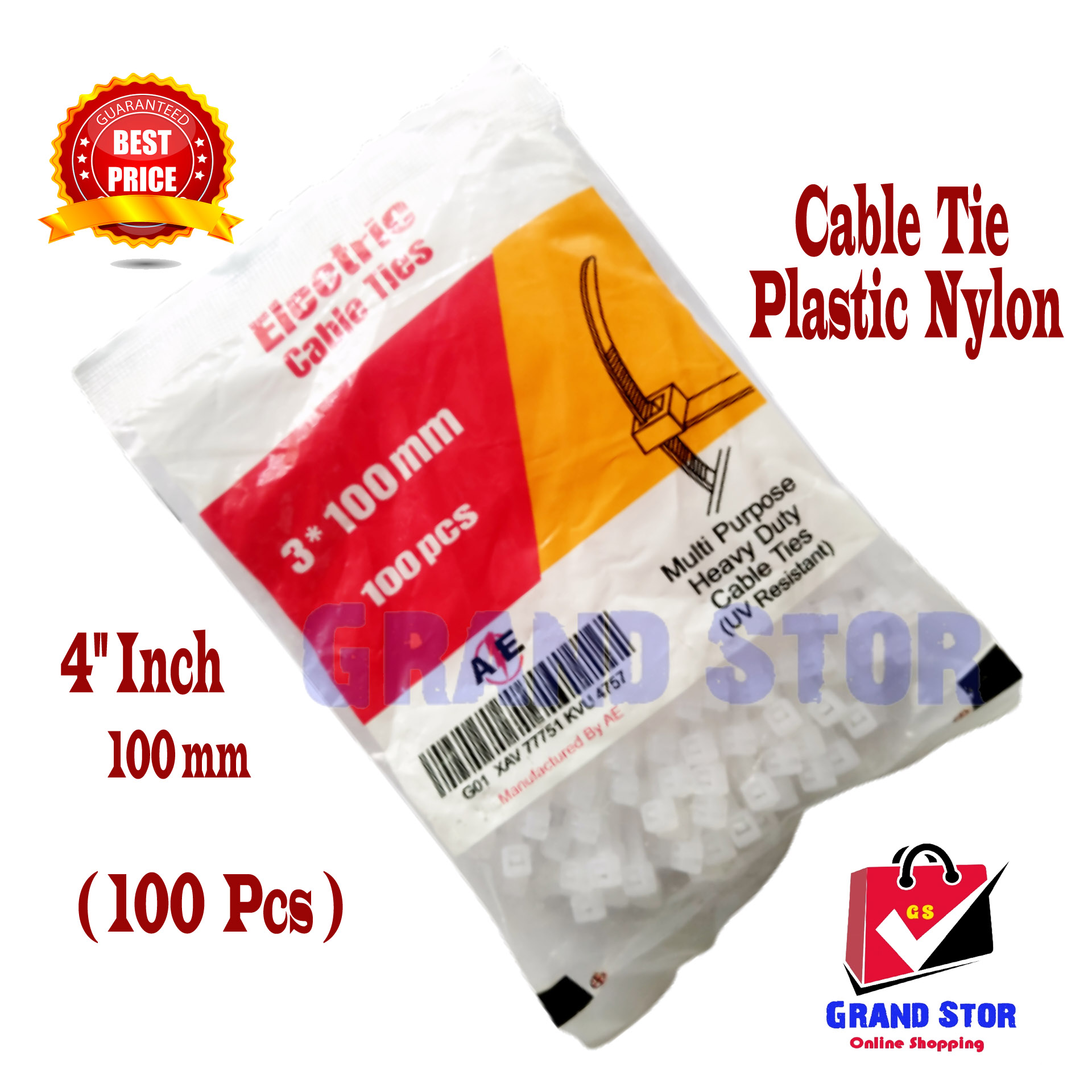 4" Inch Electric Cable Tie Plastic Nylon Multi Purpose Heavy Duty (100 ...