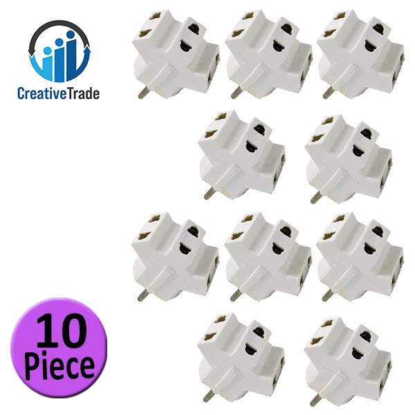 Bundle of 10 Pieces 3 Way 2 Pin Socket Adapter For Travel | Daraz.com.bd