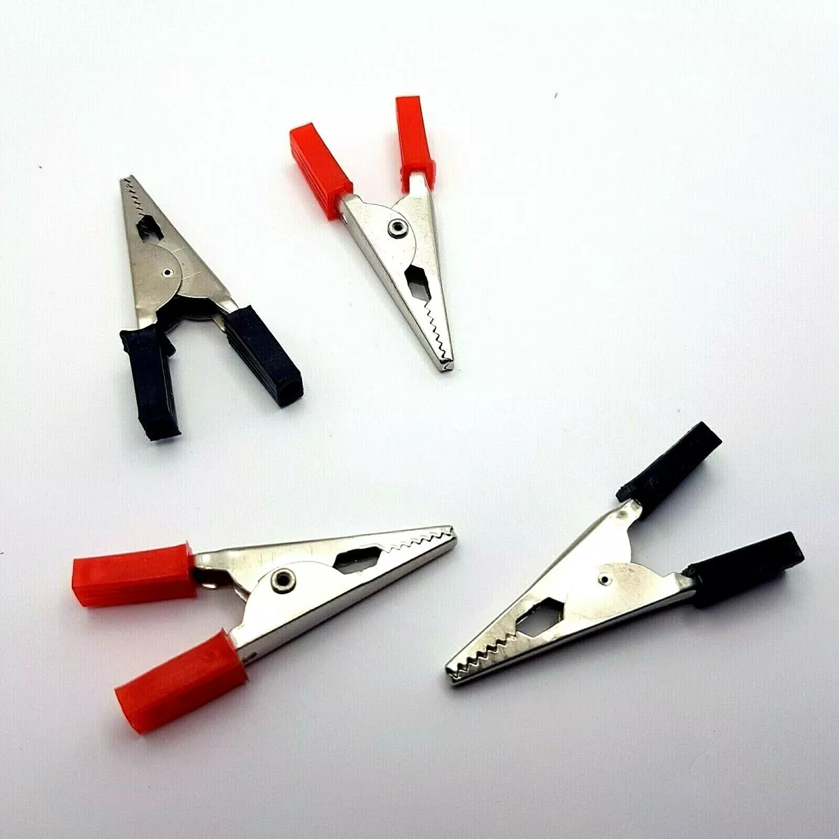 3Pair- 34mm RED & BLACK Electronic Spices Metal Alligator 34mm Clip Red ...