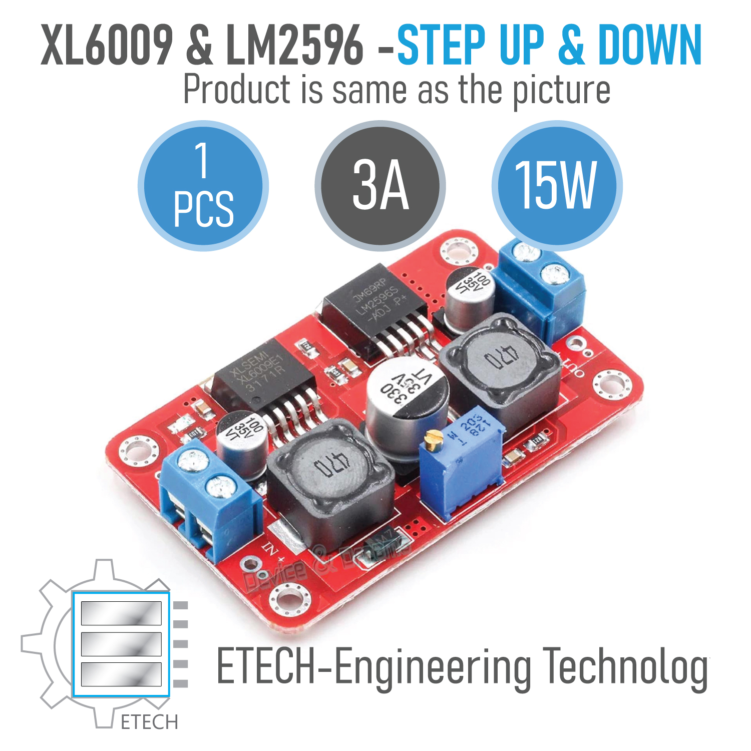 LM2596 & XL6009 DC-DC Adjustable Step-Up and step-down Power Supply Module boost and buck ...