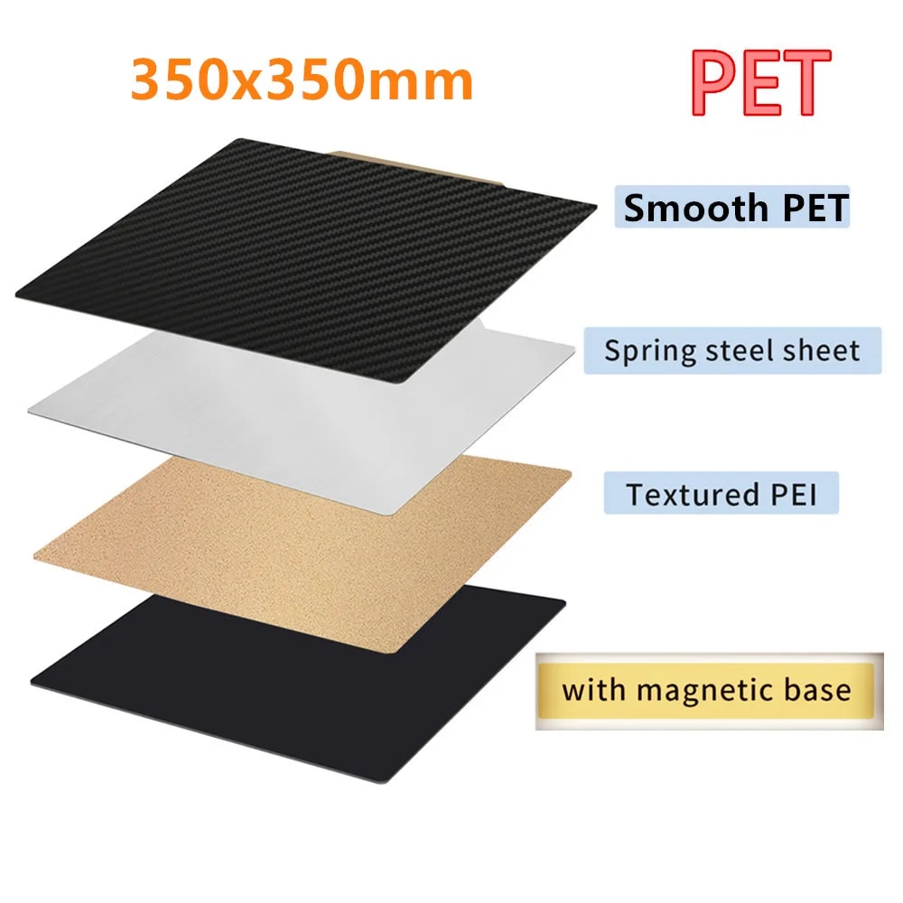 PEI Sheet 350x350mm Hot Bed Build Plate with Smooth PET / Textured PEI ...