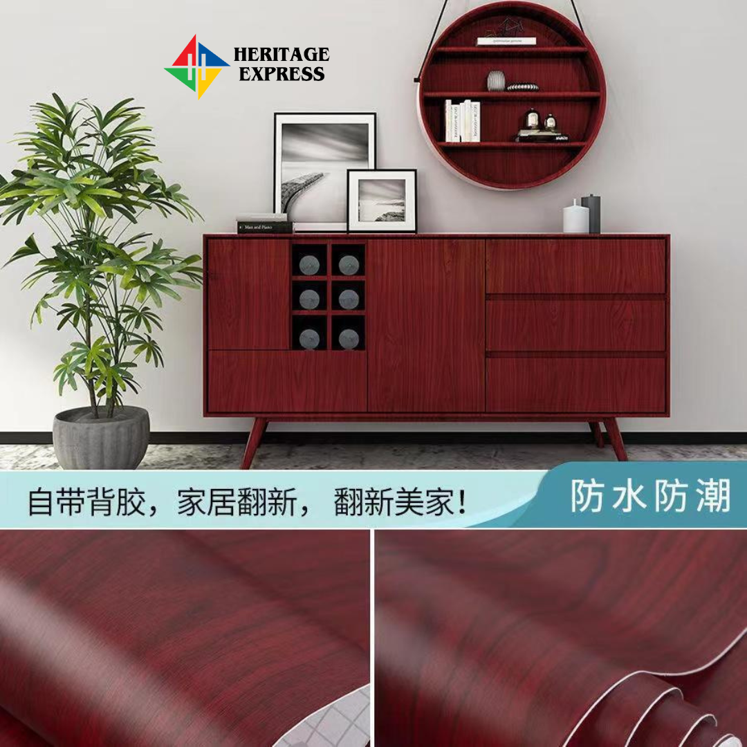 Wood Grain Furniture Renovation Stickers PVC Thick Self-Adhesive ...