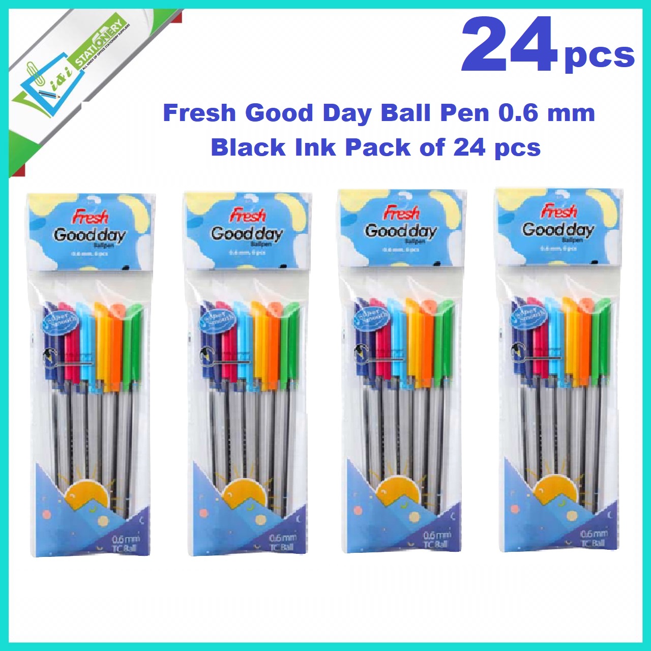 Fresh Good Day Ball Pen 0.6 mm Black Ink Pack of 24 pcs | Daraz.com.bd