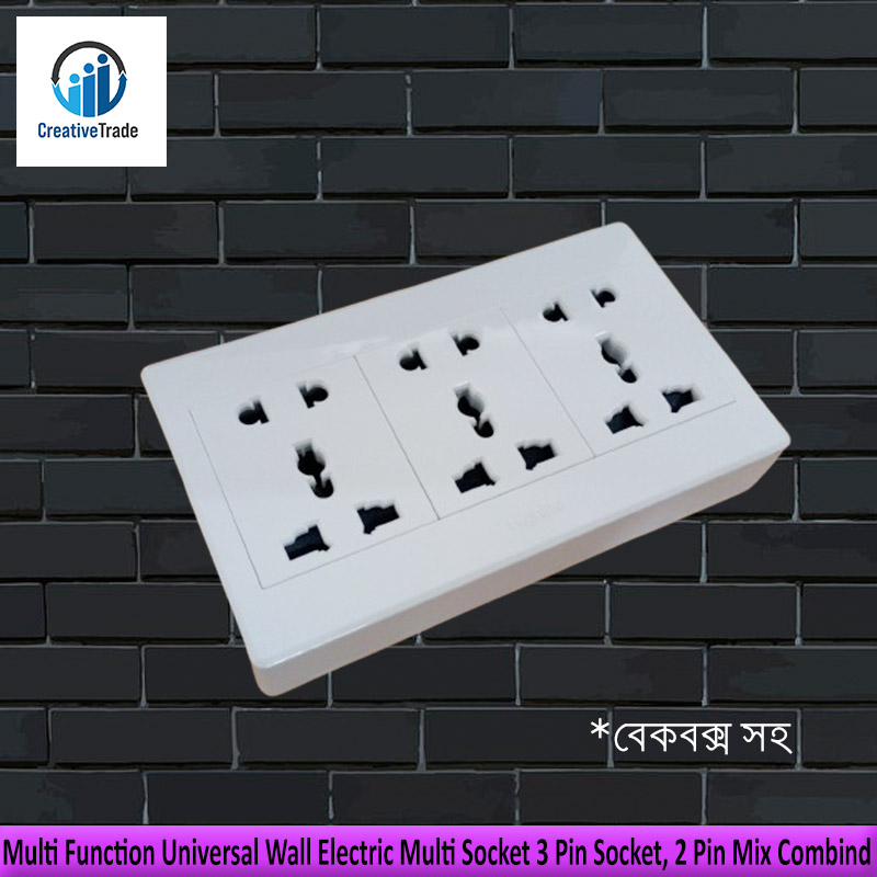 Multi Function Universal Wall Electric Multi Socket 3 Pin Socket, 2 Pin ...