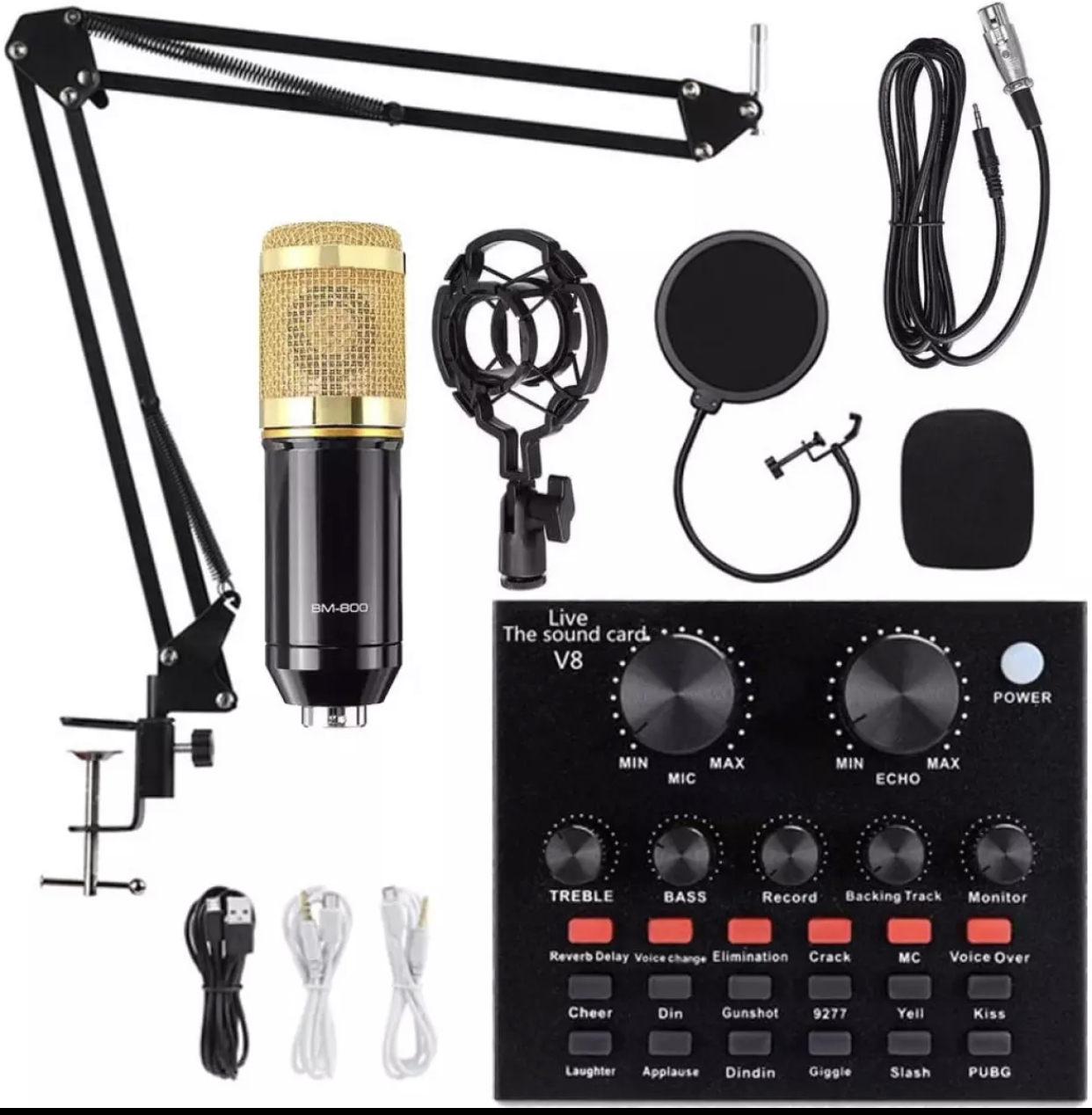 Sound Card-Singing Broadcast Condenser BM 800 Microphone Recoding ...