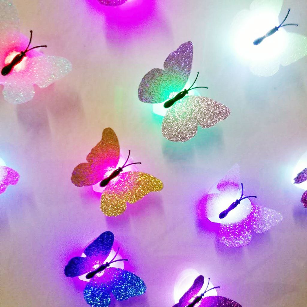 Colorful Luminous Butterfly Night Light Stickable 3D Three-dimensional ...